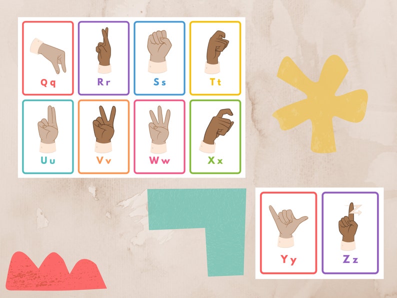 Sign Language ABC Flashcards ASL Alphabet Preschool - Etsy