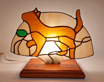Stained Glass Cat Lamp - Etsy UK