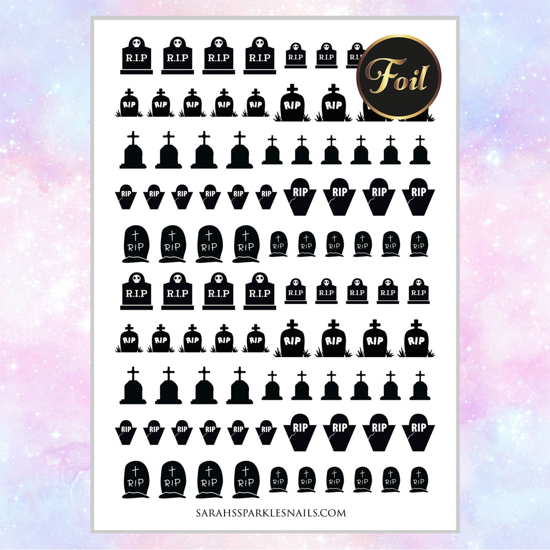Halloween Nail Decals Tombstone Nail Decals Gothic Nail - Etsy