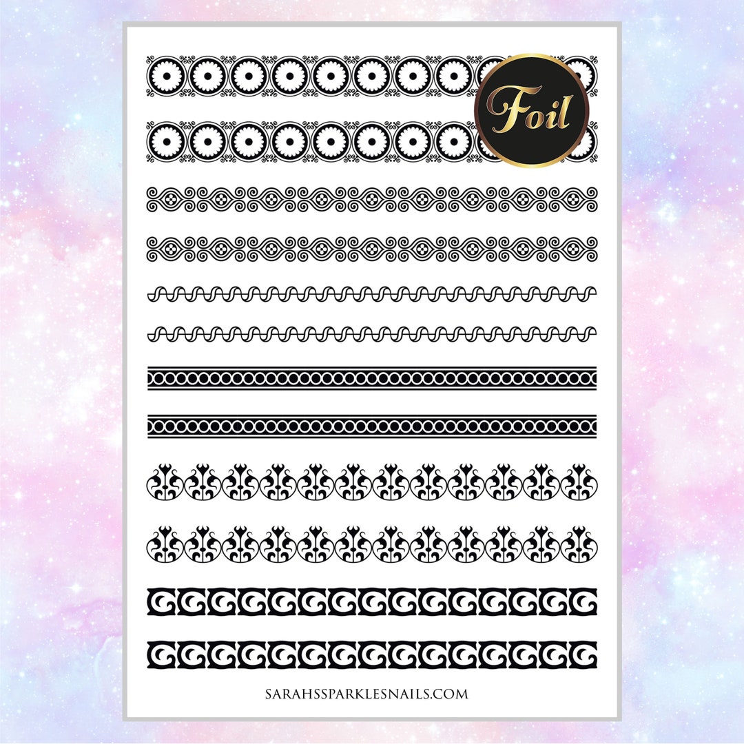 Borders Metallic & Holographic Nail Decals Sheet 2 - Etsy