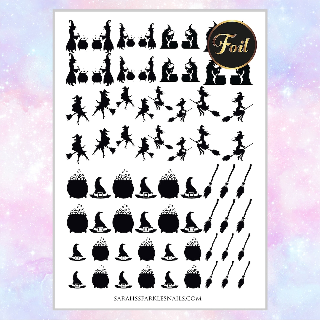 Halloween Nail Decals Witch Nail Decals Gothic Nail Decals - Etsy
