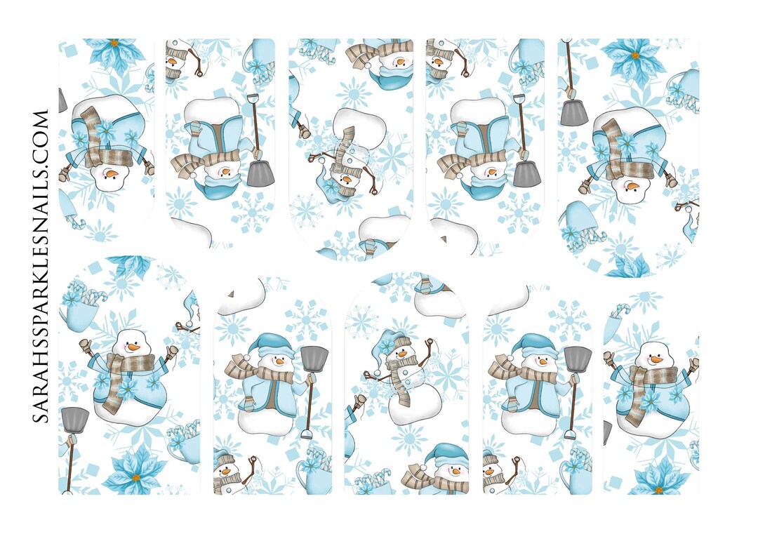 Snowman Nail Decals - Christmas Nail Decals - Xmas Nail Decals - Cute ...