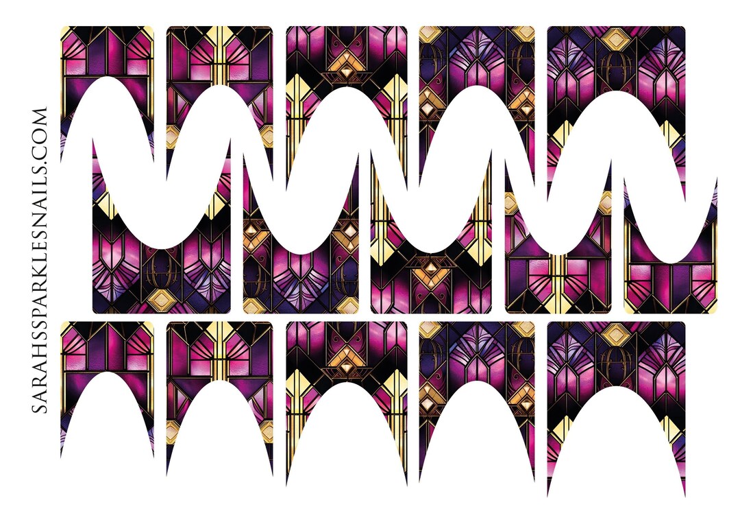 Magenta Stained Glass Clear Nail Decal - Etsy