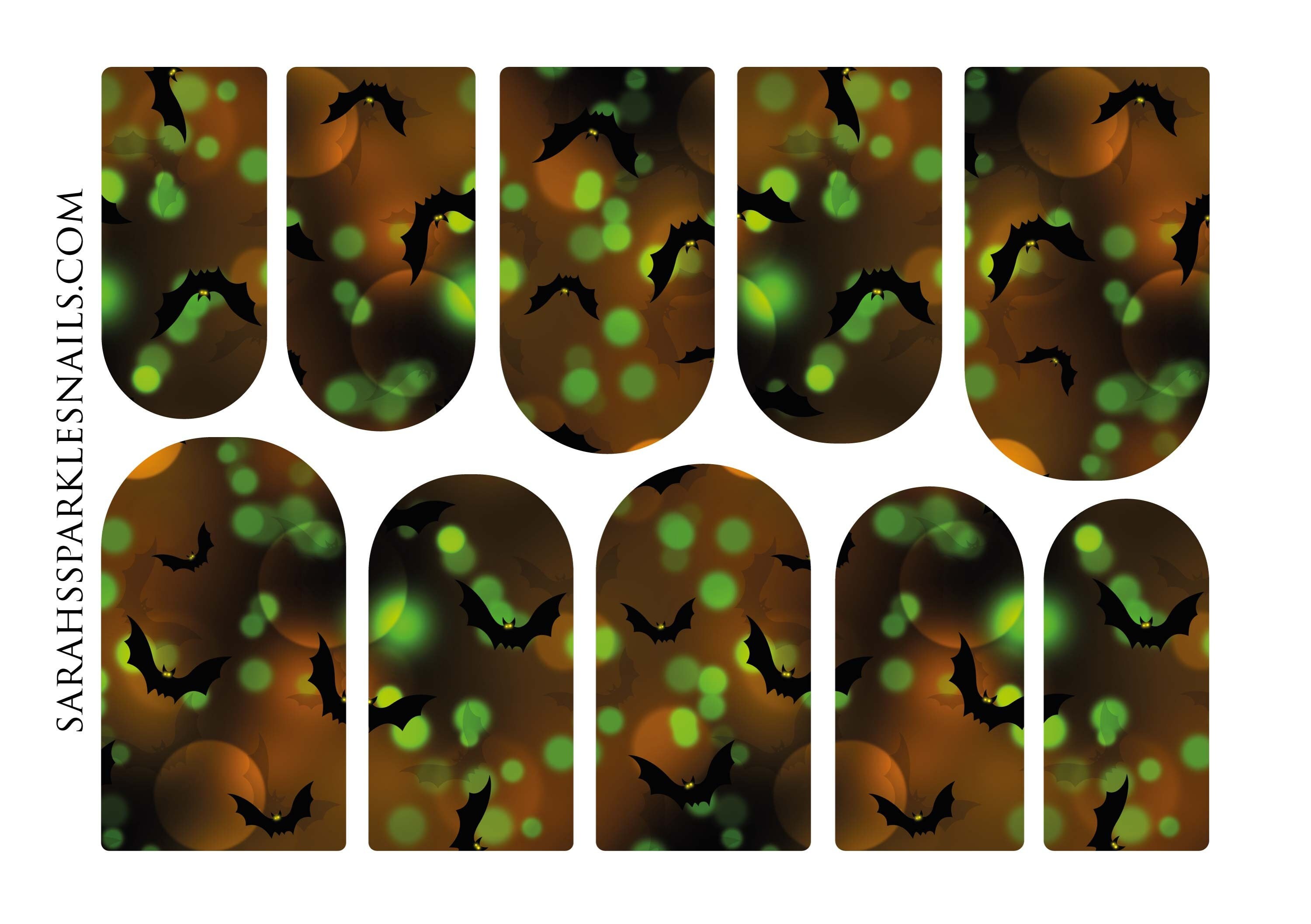 Bat Nail Decals Halloween Nail Decals Spooky Nail Decals Gothic Nail ...