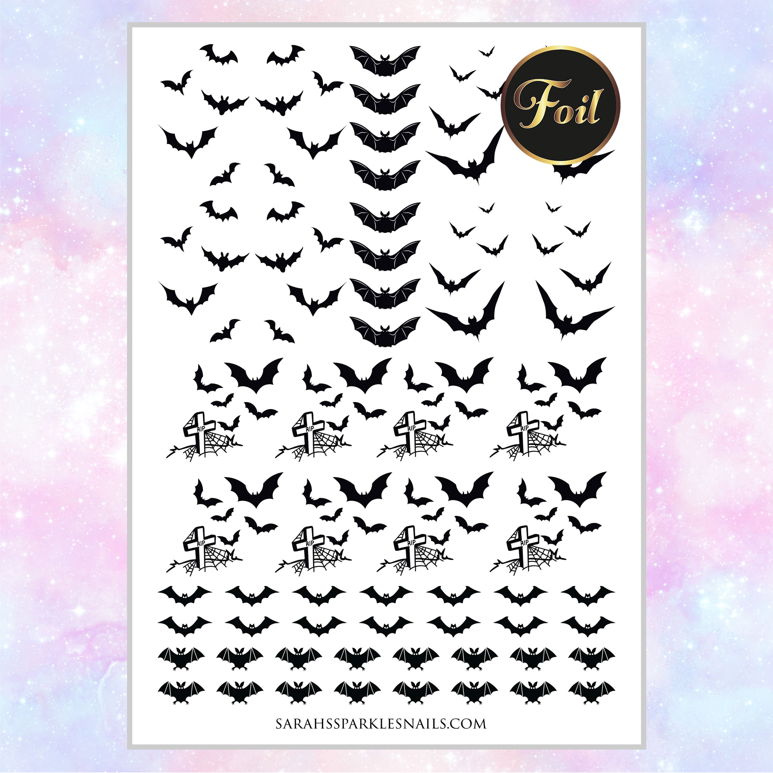 Halloween Nail Decals Bat Nail Decals Gothic Nail Decals Spooky Nail ...