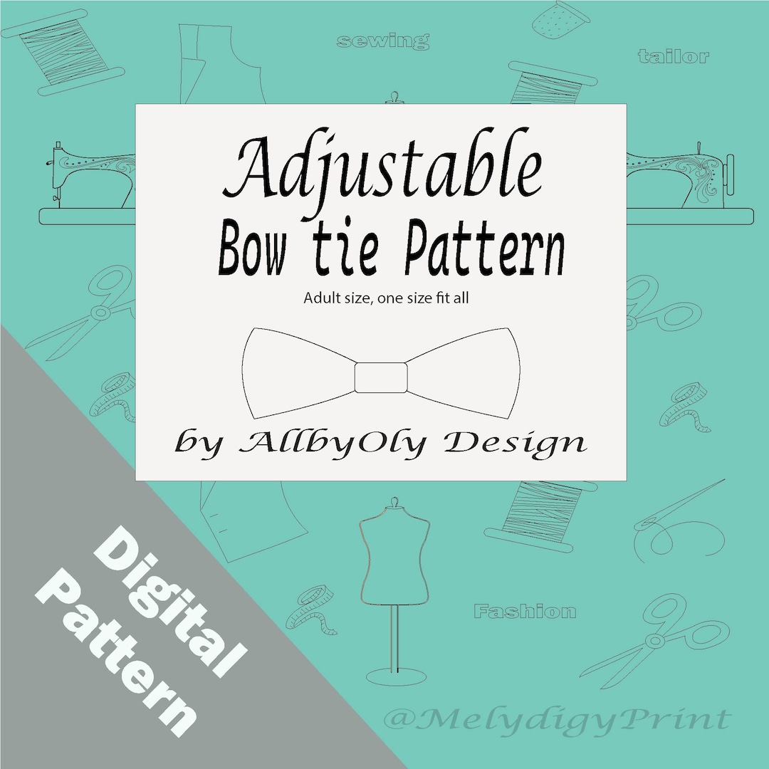 3 Styleadjustable Bow Tie PDF Sewing Patterns With Free Tutorial, for ...