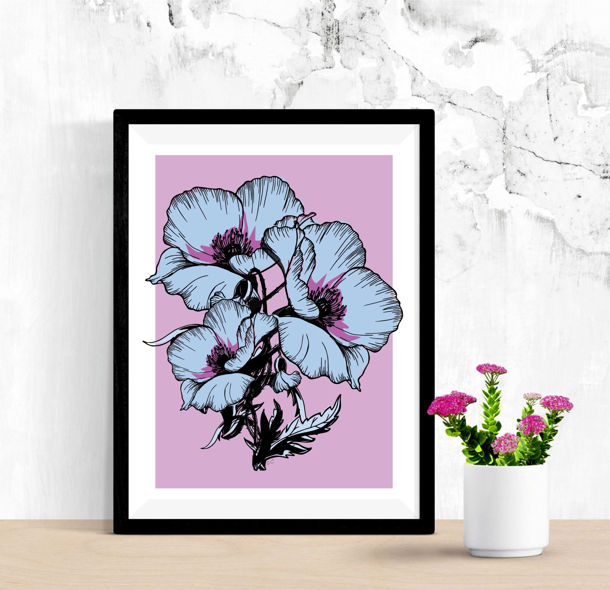 Digital Floral Wall Art, Set of 3 Art Wall , Botanical Art, DIGITAL ...