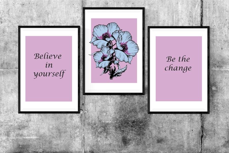 Digital Floral Wall Art, Set of 3 Art Wall , Botanical Art, DIGITAL ...