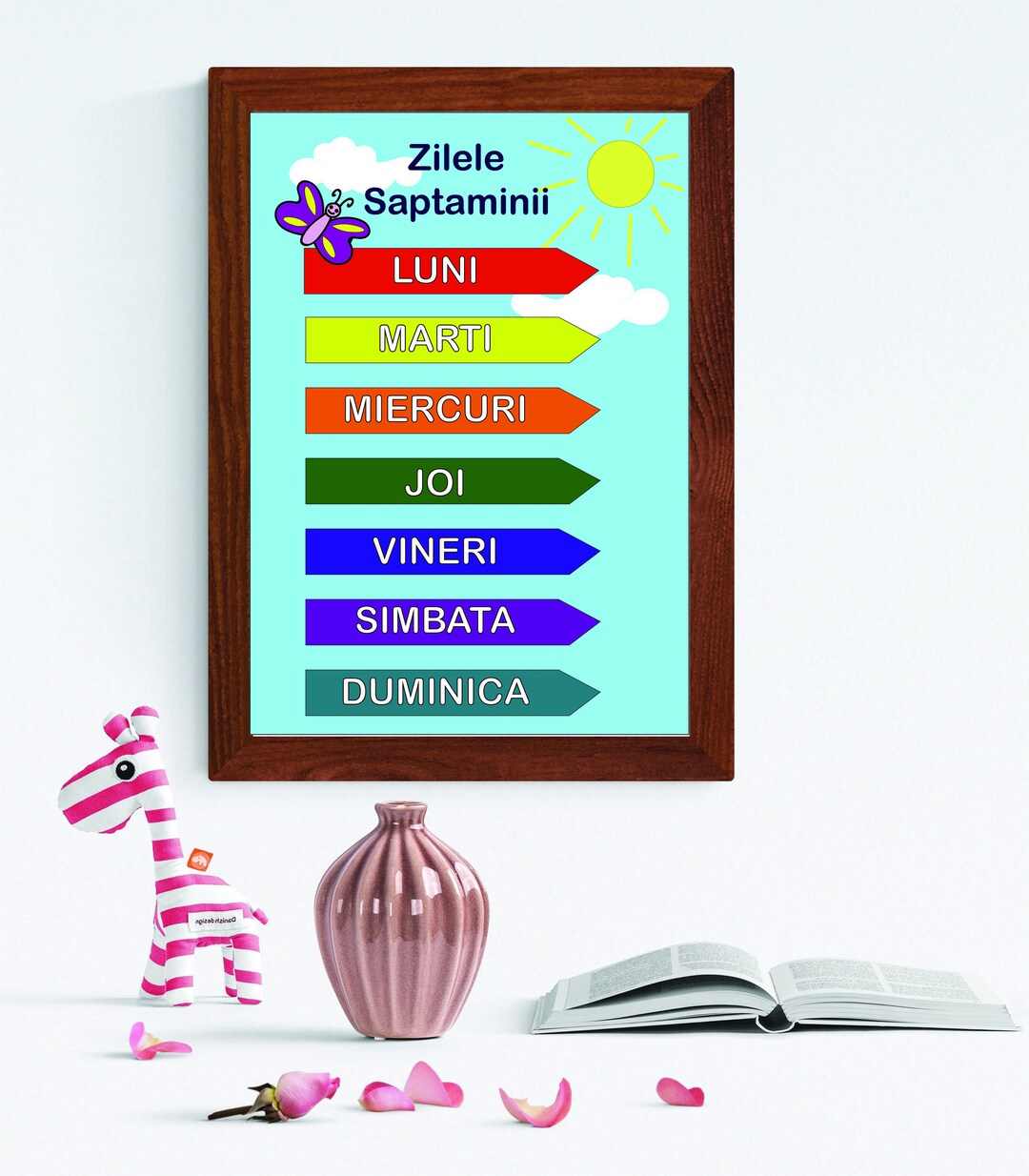 Weekdays in Romanian Language, DIGITAL DOWNLOAD, Months, Colors, Kids ...