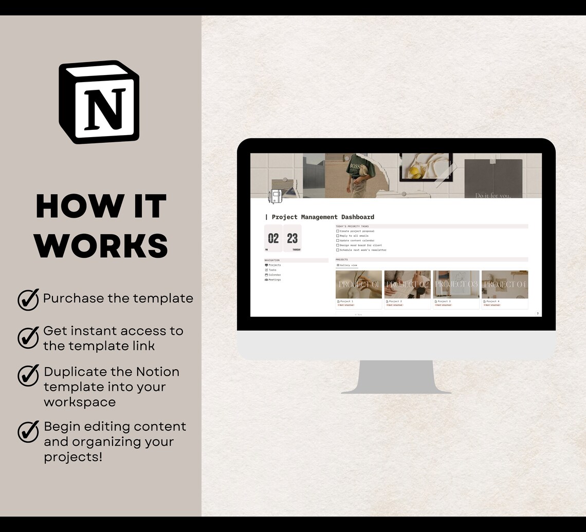 Notion Project Management Dashboard Notion Template Notion - Etsy