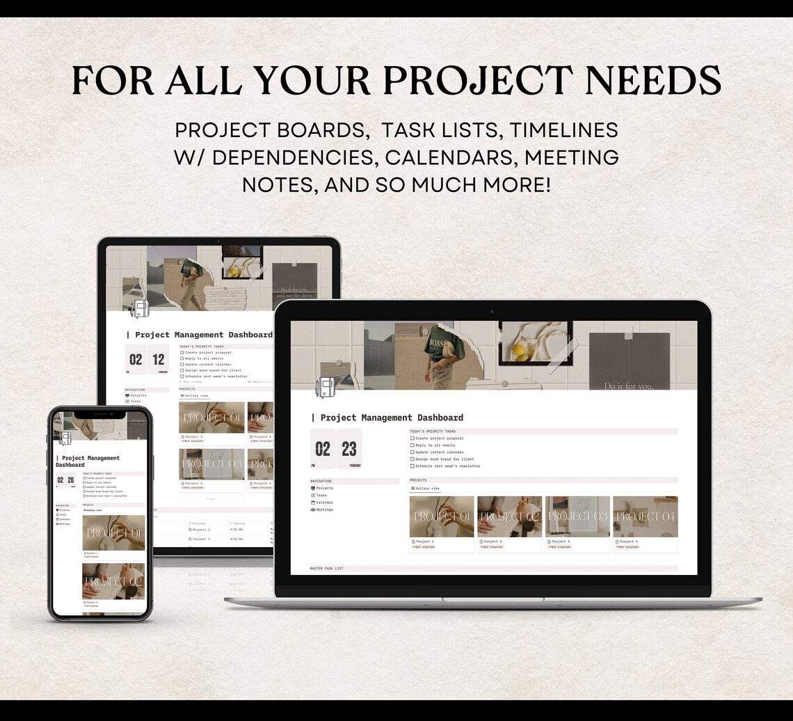 Notion Project Management Dashboard Notion Template Notion - Etsy