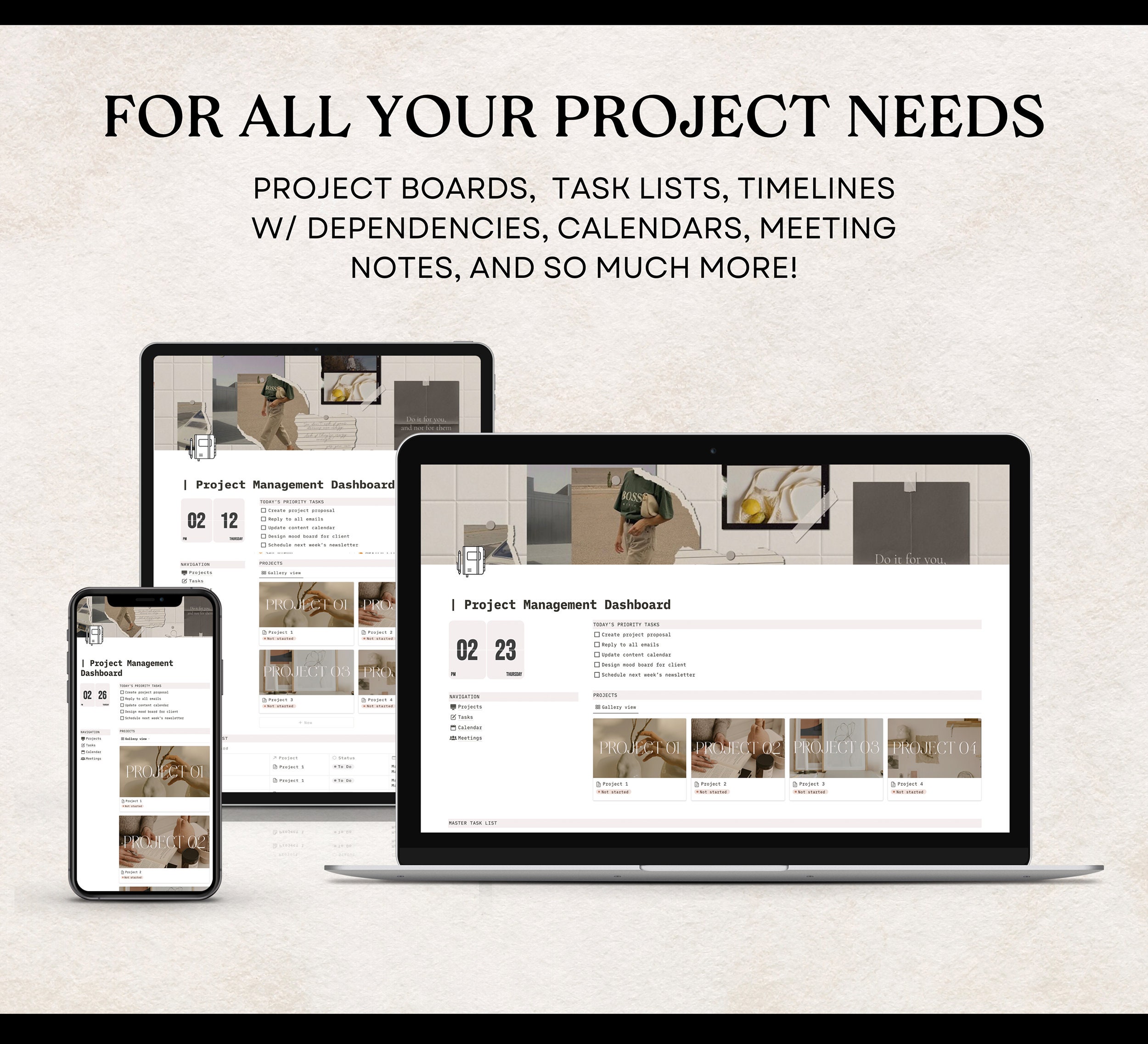 Notion Project Management Dashboard Notion Template Notion Planner