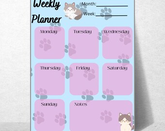 Cute Weekly Kitty Planner - Etsy