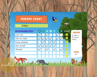 Kids Dinosaur Chore Chart, Printable Chore Chart, Reward Chart, Weekly ...
