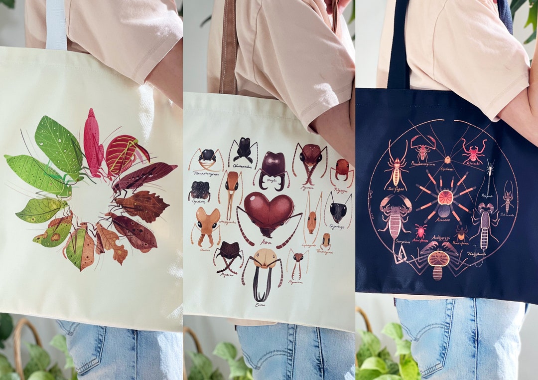 Insect/arachnid Art Canvas Tote Bags, 3 Variations - Etsy