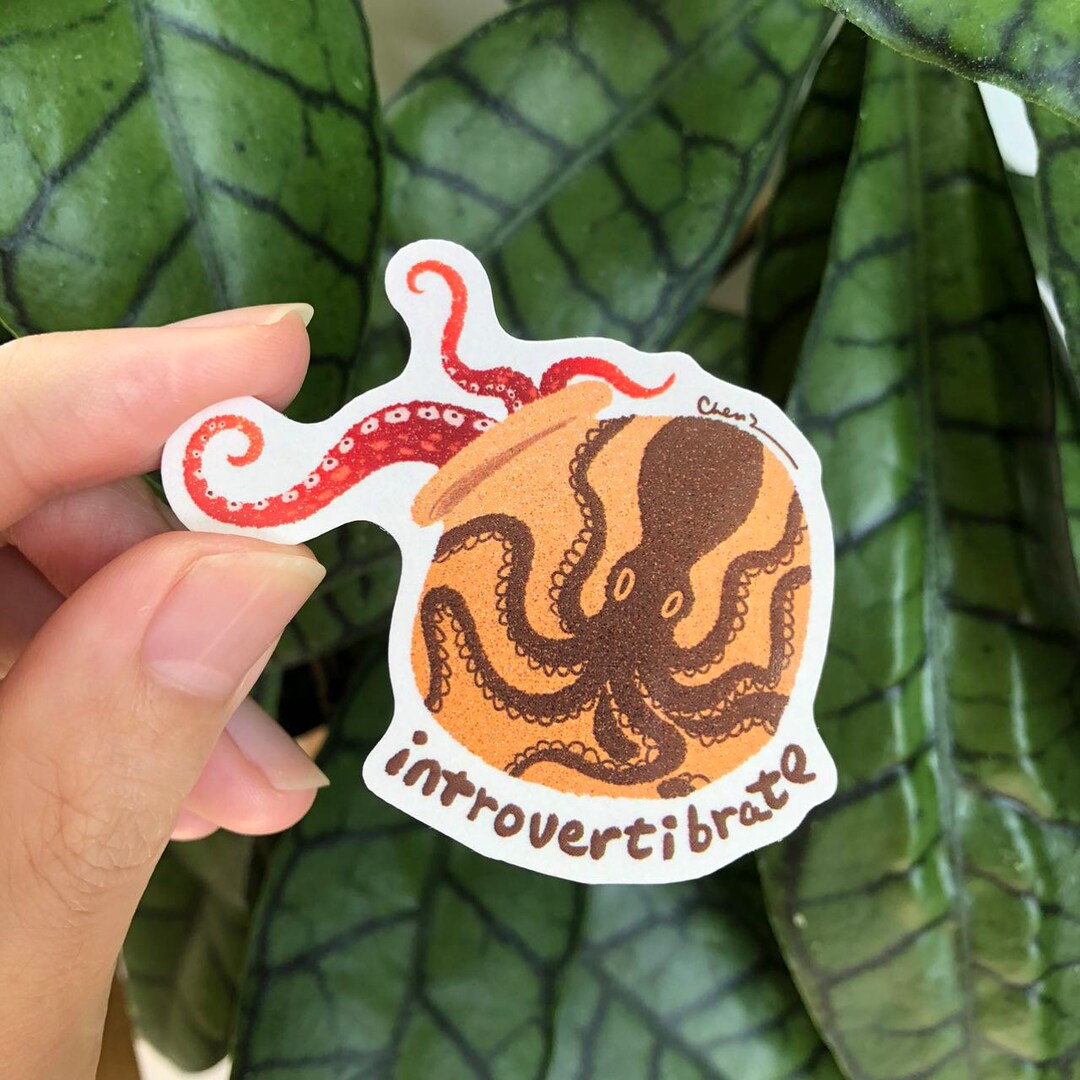 Introvertebrate Octopus Sticker 2.5", Waterproof Pic Sticker - Etsy