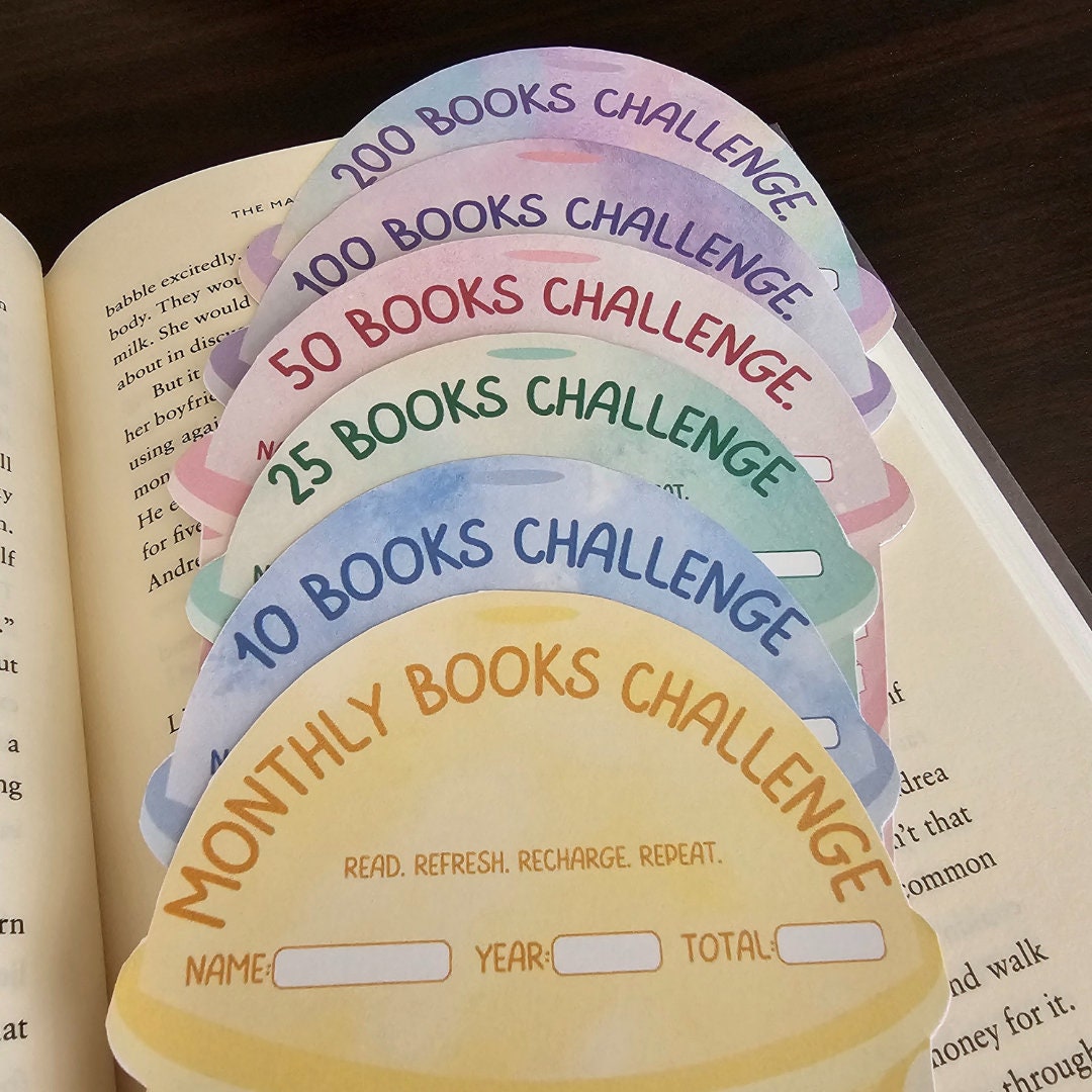 6 Book Challenge Bookmark, Printable Reading Tracker, Monthly Reads ...