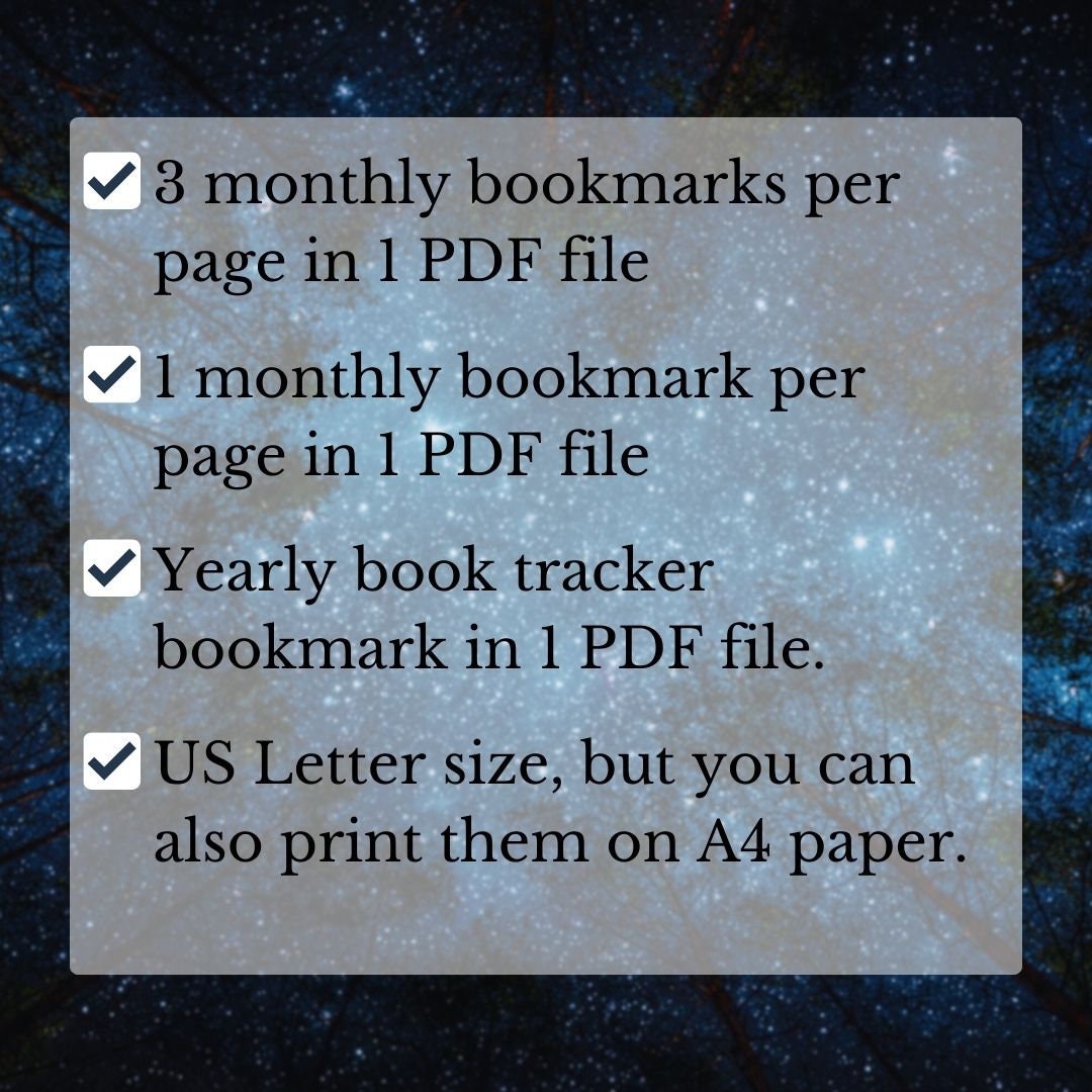 Book Tracker Printable Bookmark. Monthly Reading Tracker. - Etsy