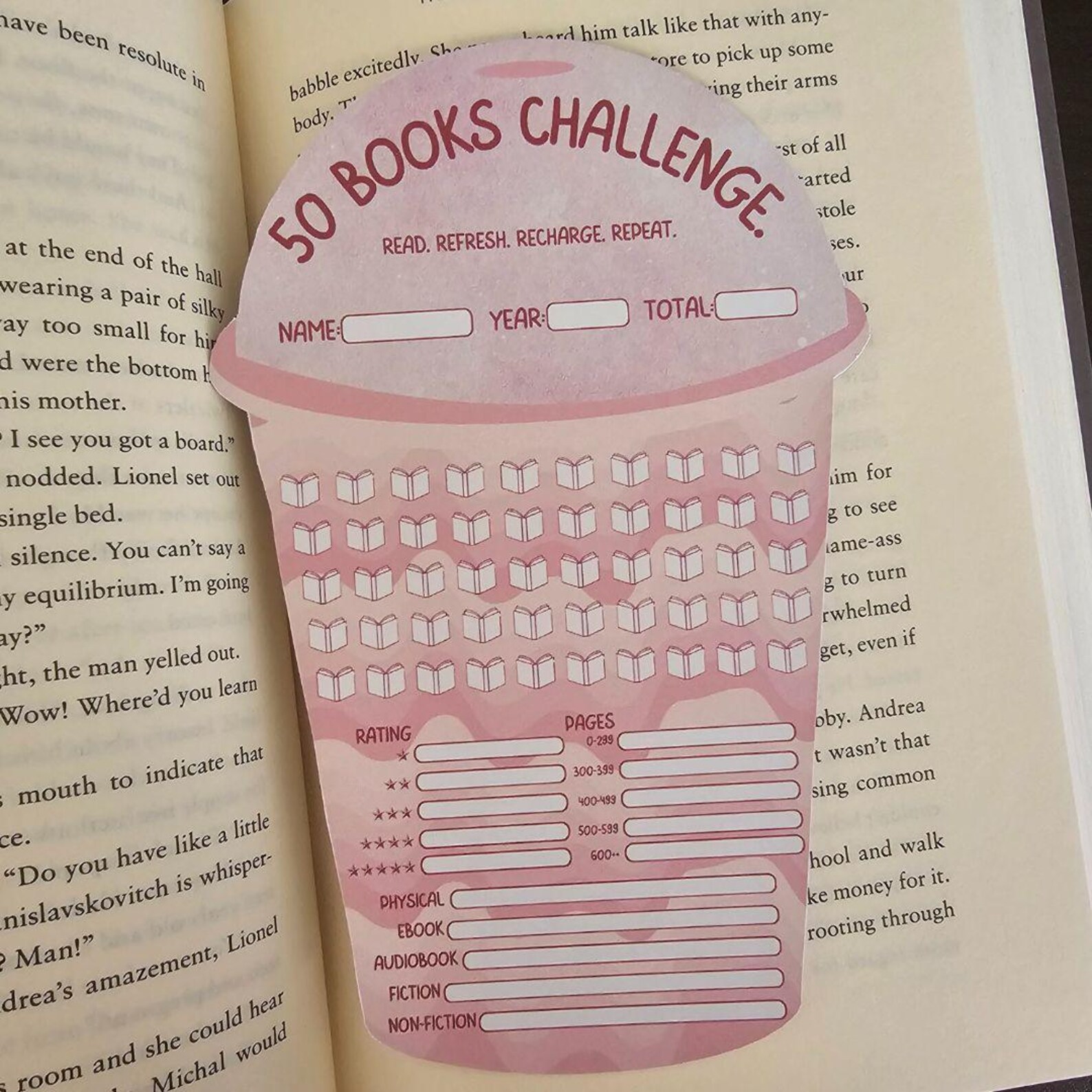 6 Book Challenge Bookmark, Printable Reading Tracker, Monthly Reads ...