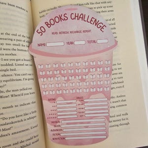 6 Book Challenge Bookmark, Printable Reading Tracker, Monthly Reads ...