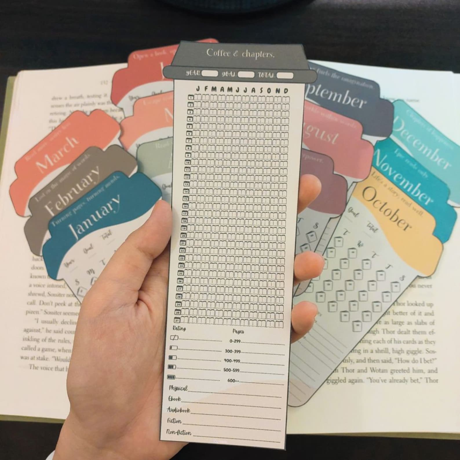 13 Reading Habit Tracker, Printable Coffee Cup Bookmark, Yearly Reading ...