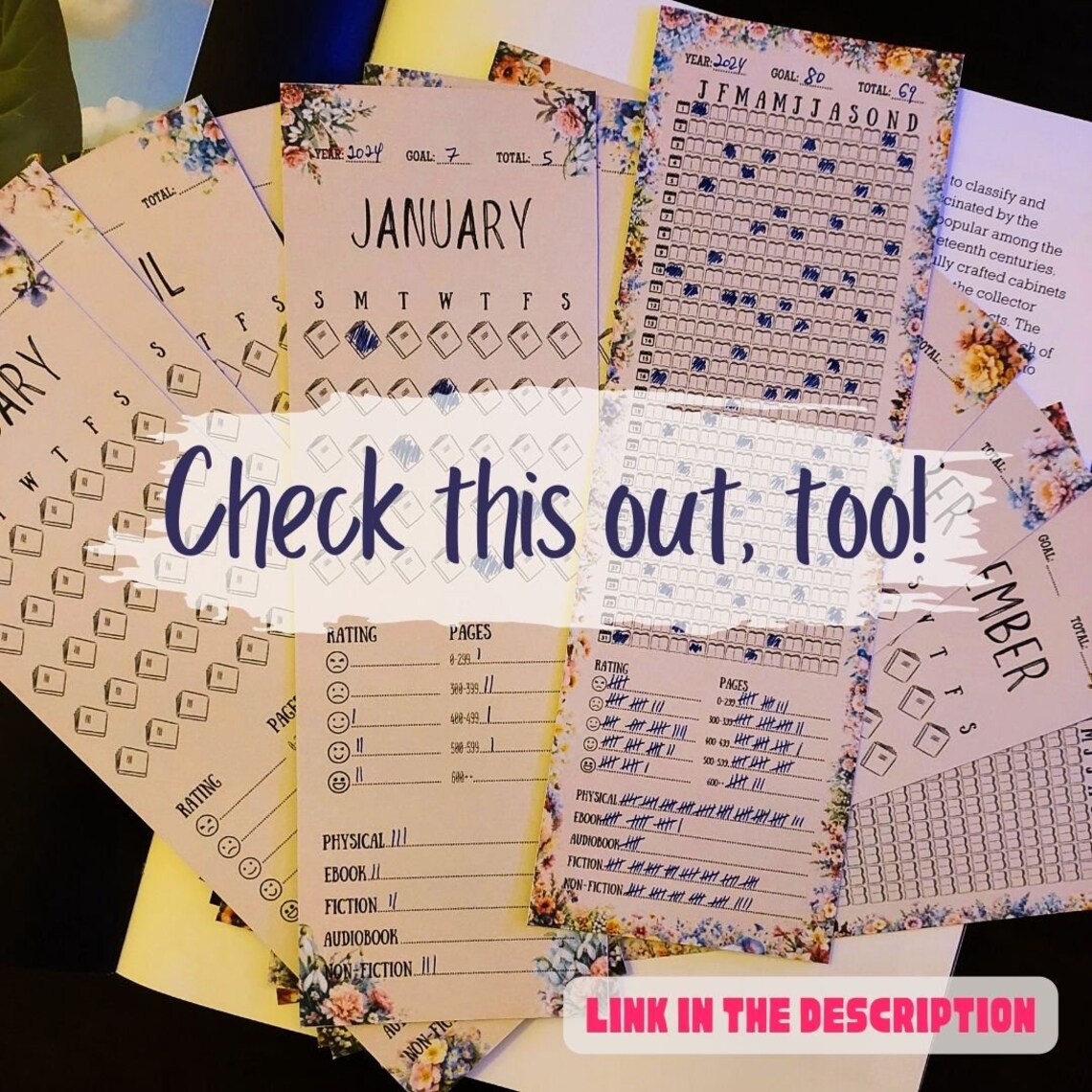 Book Tracker Printable Reading Tracker Bookmark Monthly and Yearly ...