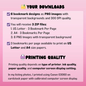 6 Printable Magnetic Bookmark Designs, Print and Cut Bookmarks, Cute ...