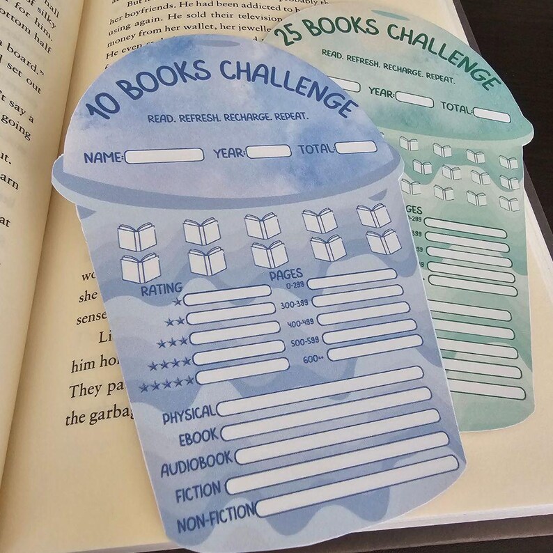 6 Book Challenge Bookmark, Printable Reading Tracker, Monthly Reads ...