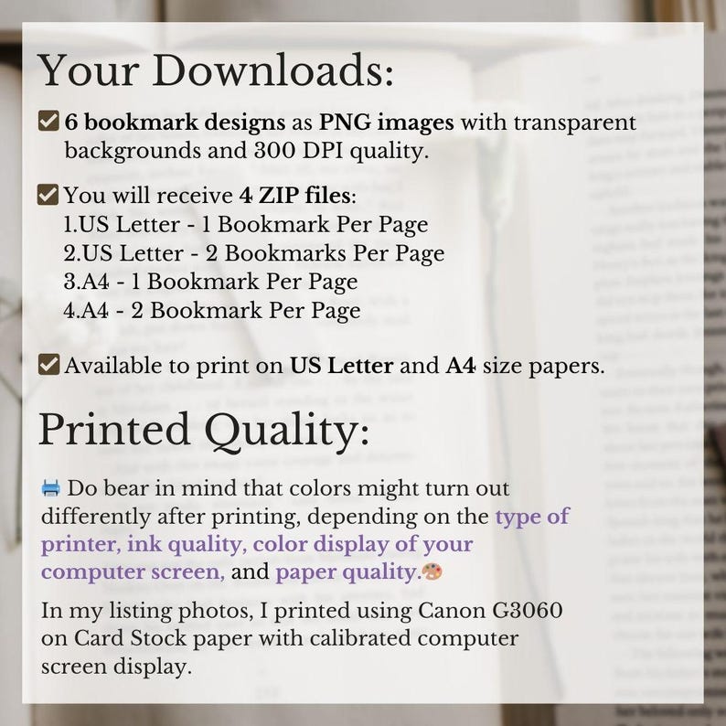 6 Book Review Bookmarks: Printable Floral Reading Log, Note-taking ...