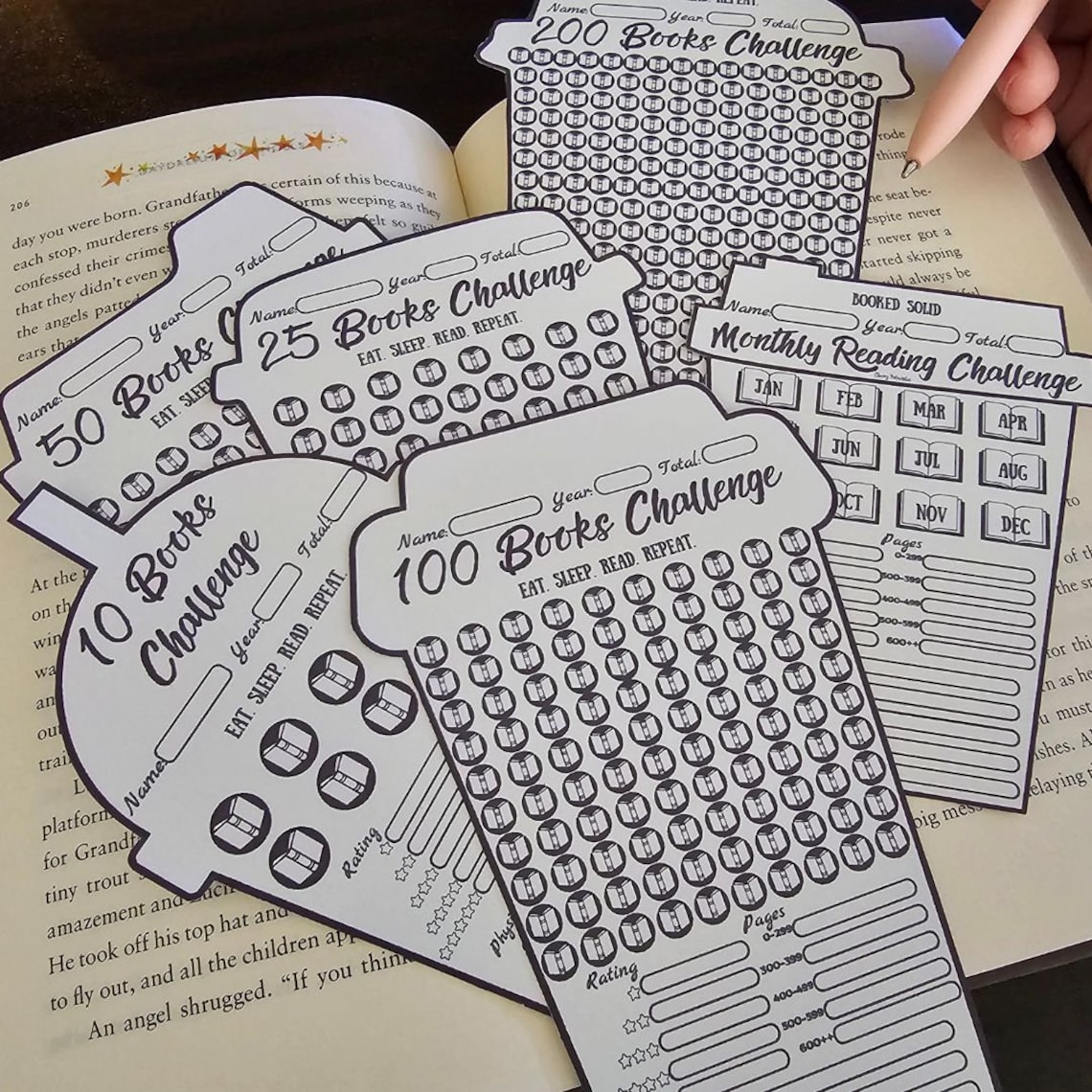 6 Reading Challenge Bookmarks, Coffee Cup Design, 100 Books, Monthly ...