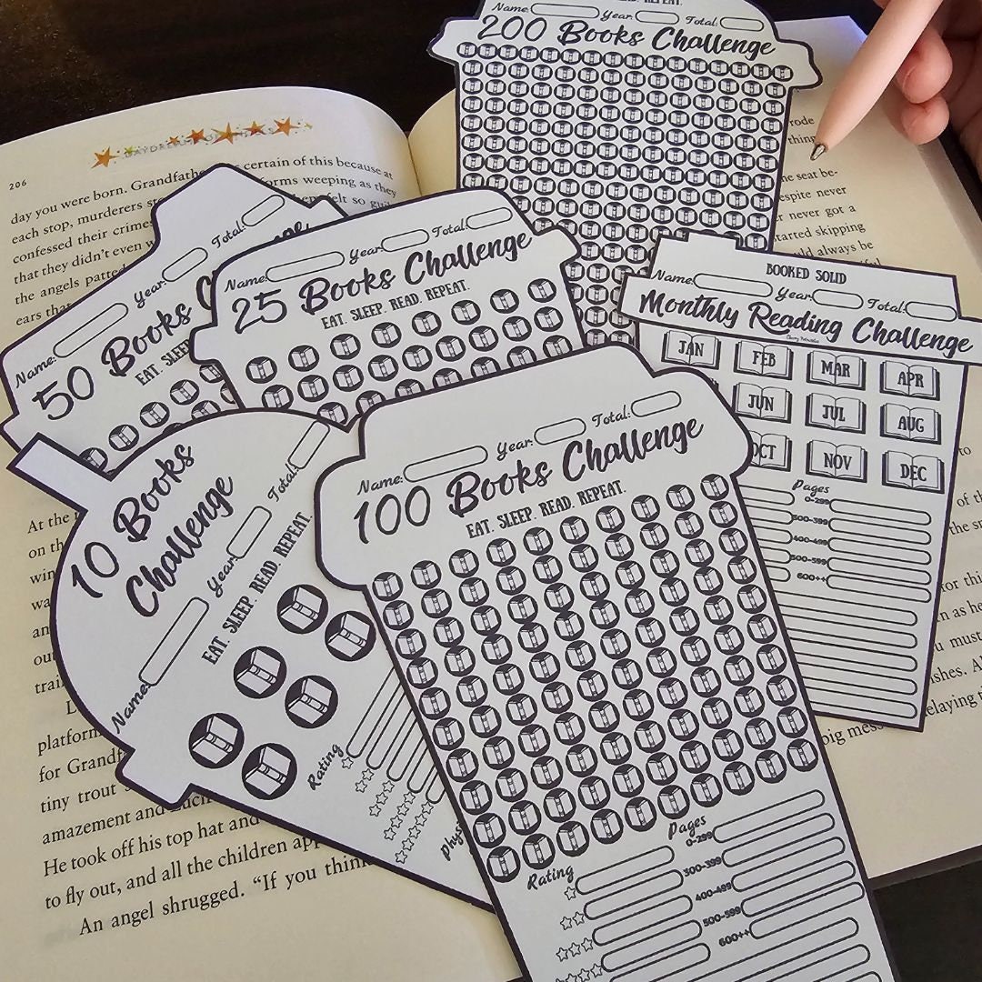6 Reading Challenge Bookmarks, Coffee Cup Design, 100 Books, Monthly ...