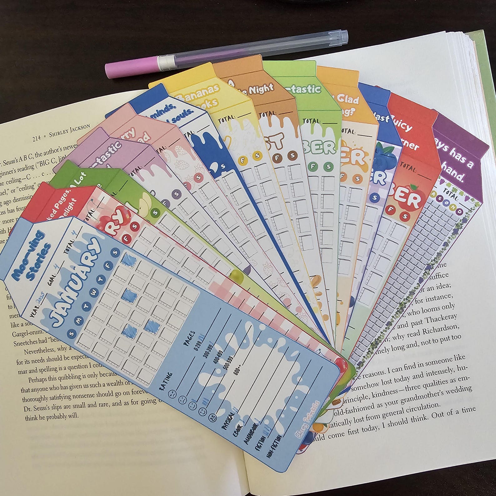Milk Carton Bookmarks: 13 Reading Tracker, Monthly Book Log (digital ...