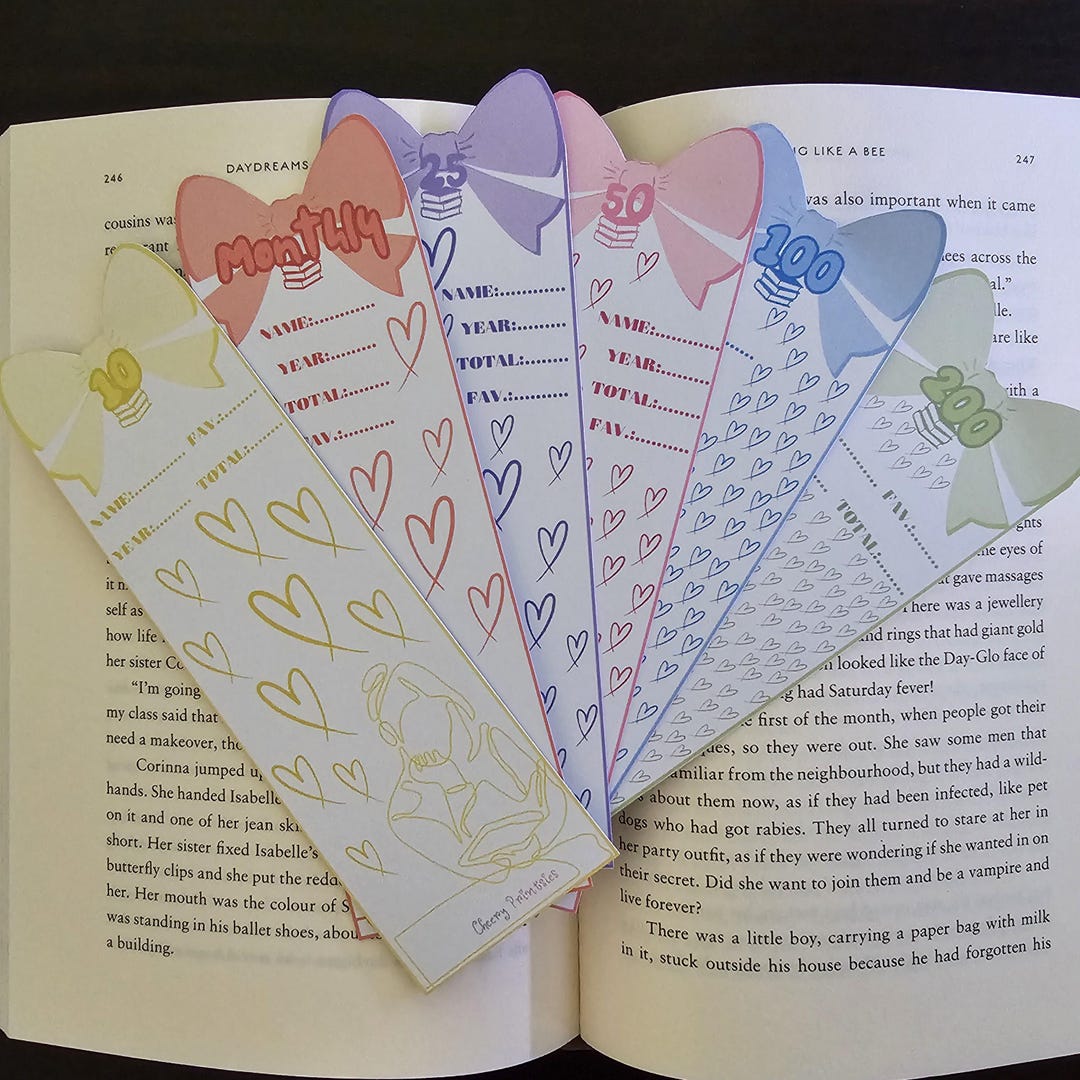 6 Printable Pastel Bow Bookmarks, Printable Book Challenge Bookmarks ...