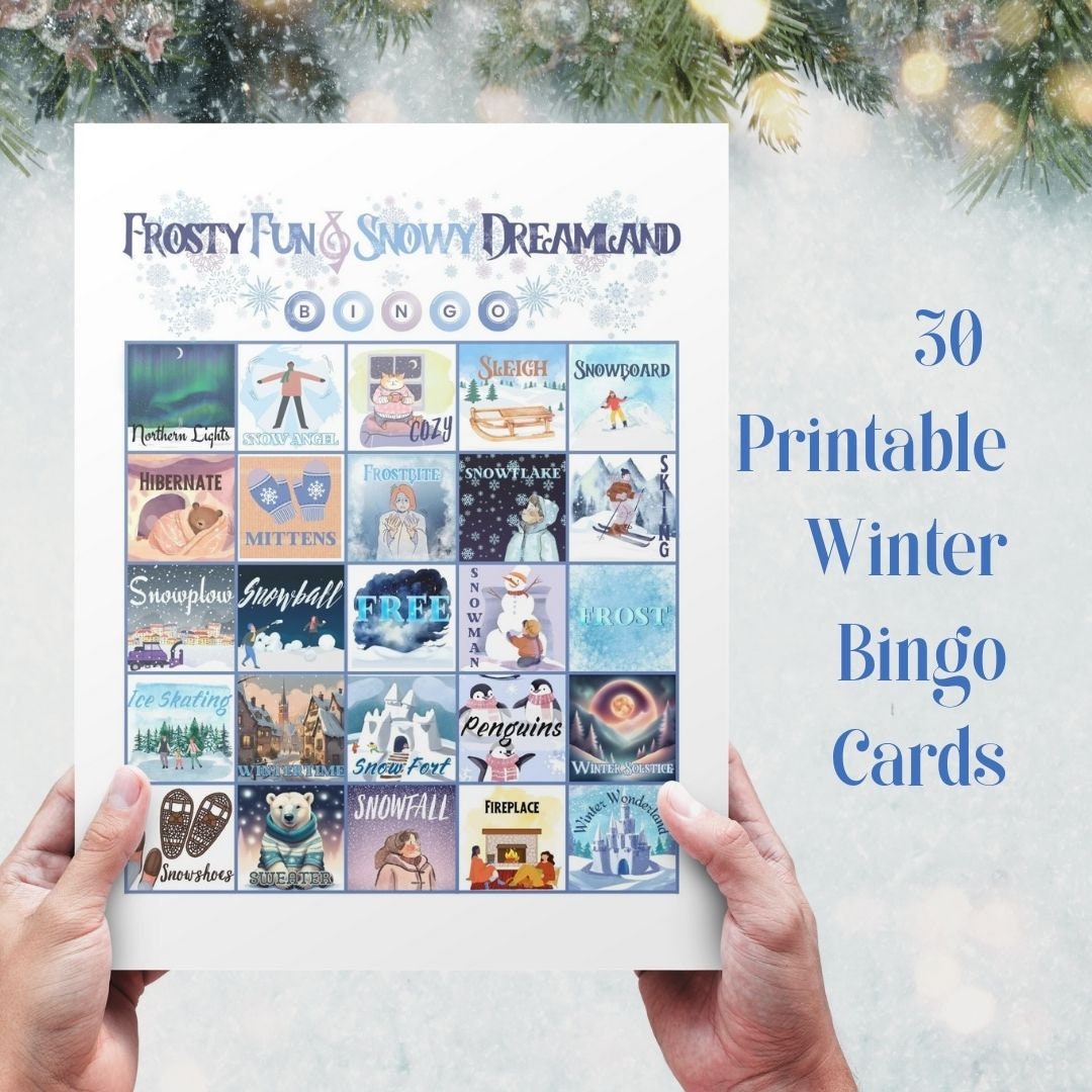 Printable Winter Bingo Game. 30 Bingo Cards PDF File Digital Download ...