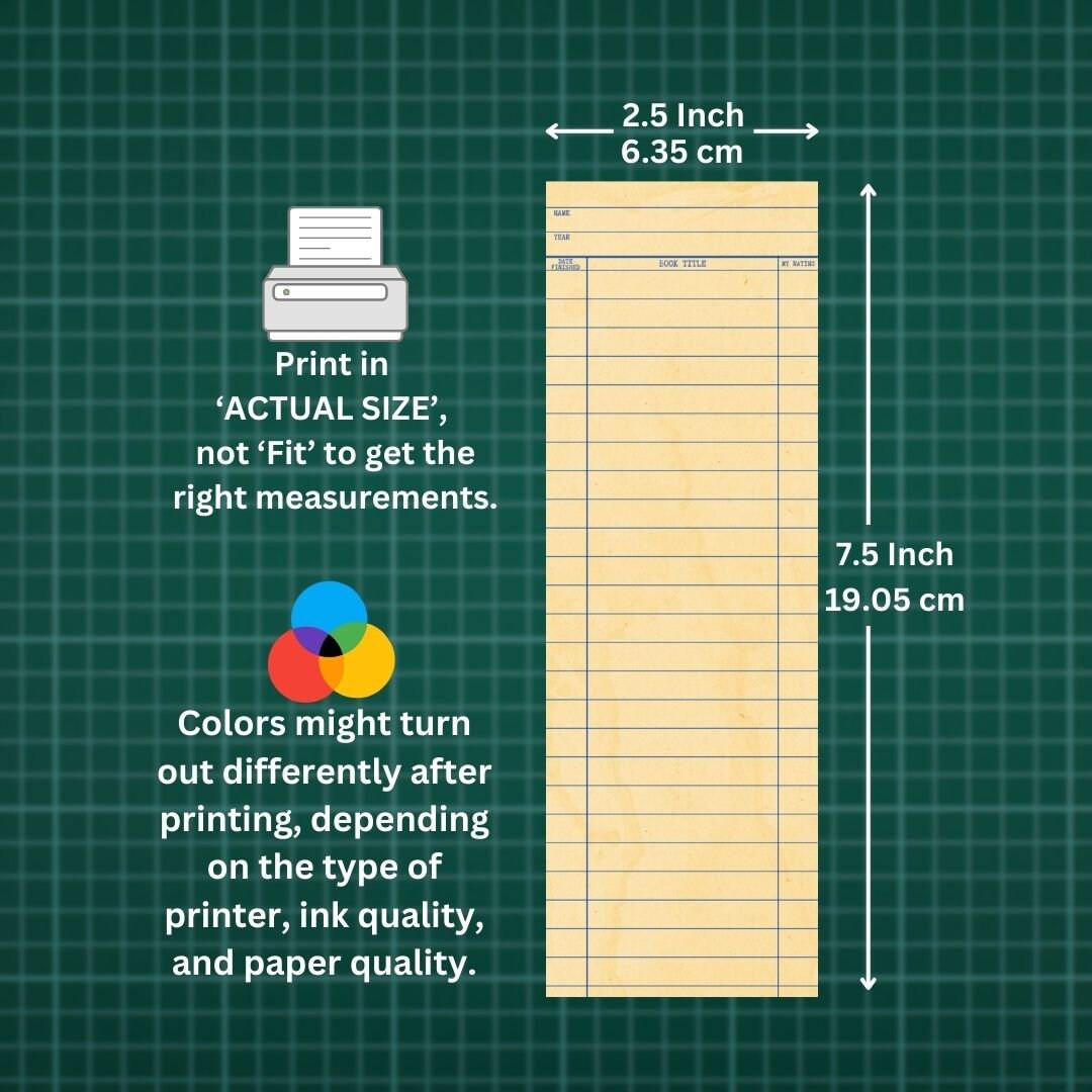 5 Vintage Library Card Book Tracker, Printable Bookmark, Reading Log to ...