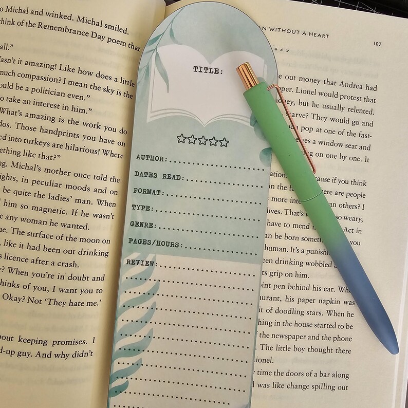 6 Book Review Bookmarks: Printable Floral Reading Log, Note-taking ...