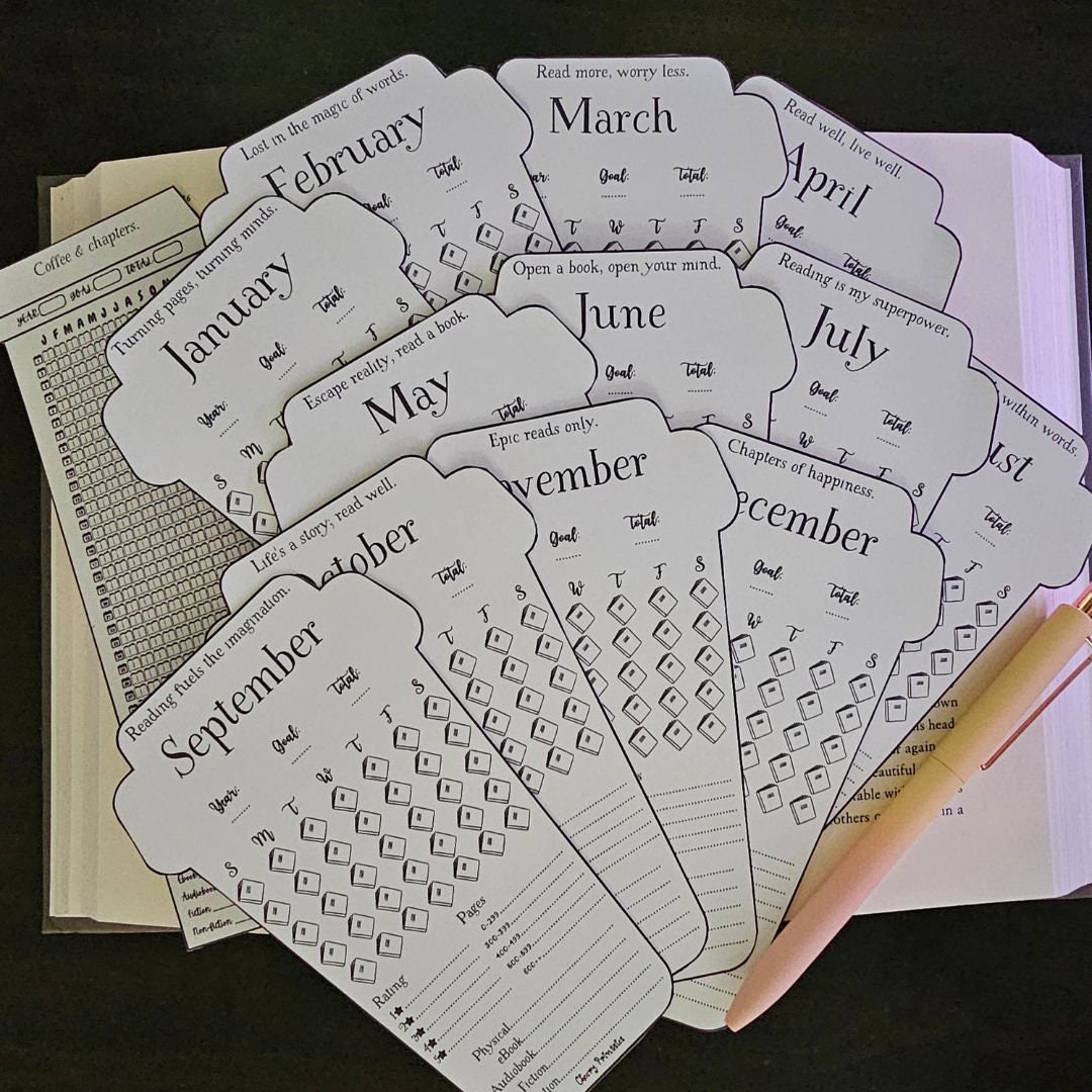 13 Printable Reading Tracker, Printable Ink Saver Bookmarks, Book ...