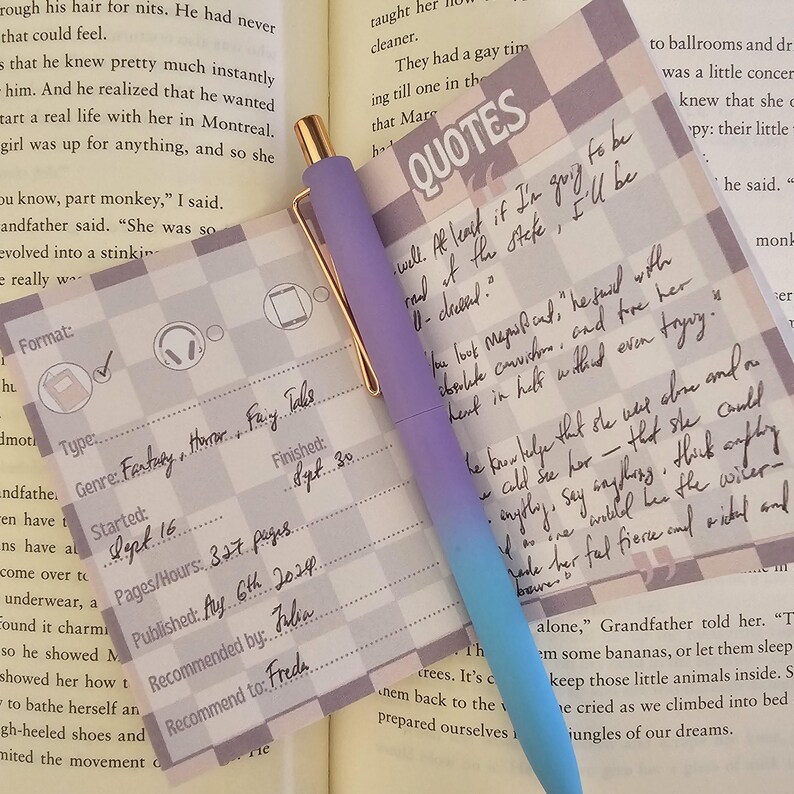 7 Printable Mini Book Log for Booklovers, Checkered Pattern Pocket ...