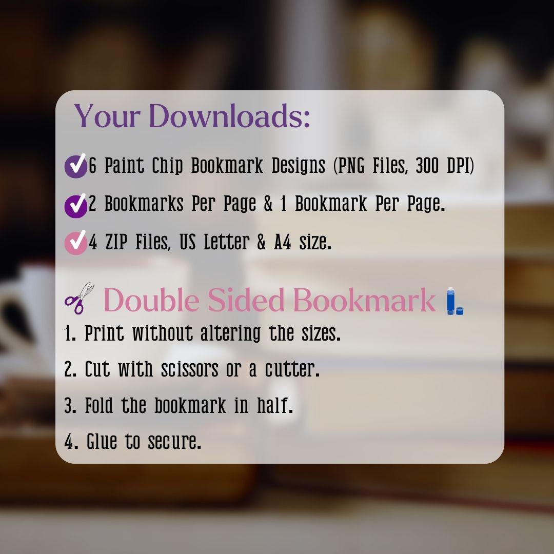 6 Printable Paint Chip Bookmarks for Book Log, 2025 Monthly Reading Log ...