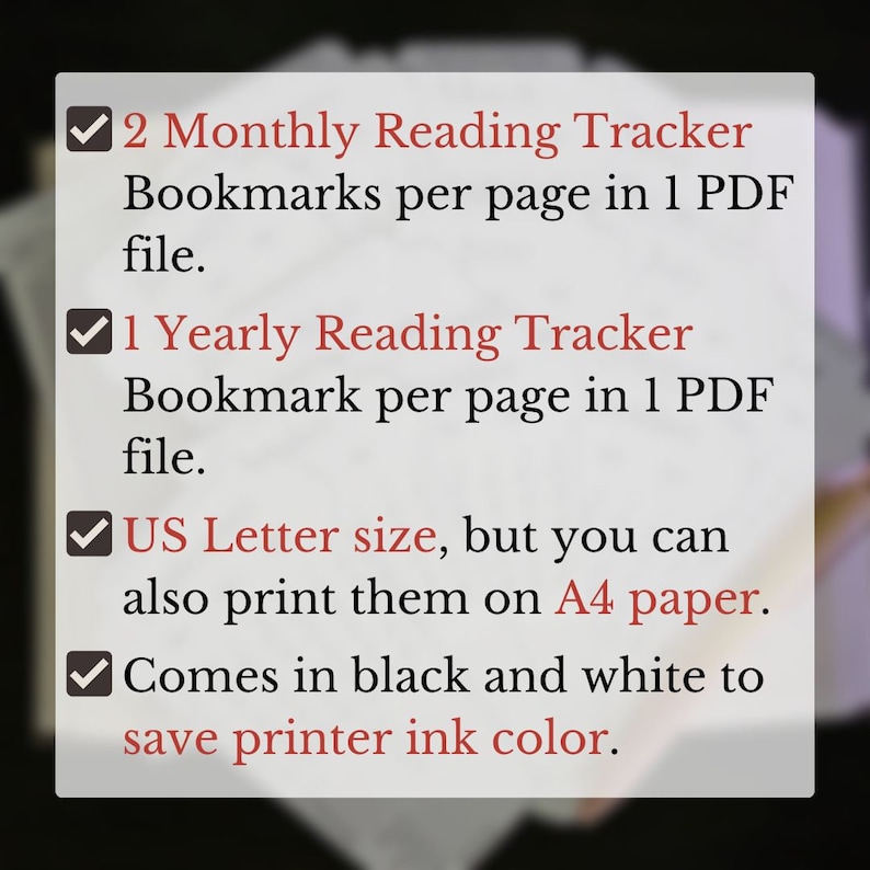 13 Printable Reading Tracker, Printable Ink Saver Bookmarks, Book ...