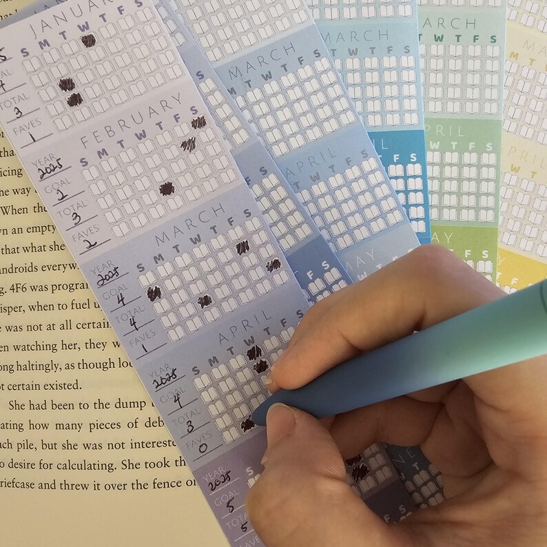 6 Printable Paint Chip Bookmarks for Book Log, 2025 Monthly Reading Log ...