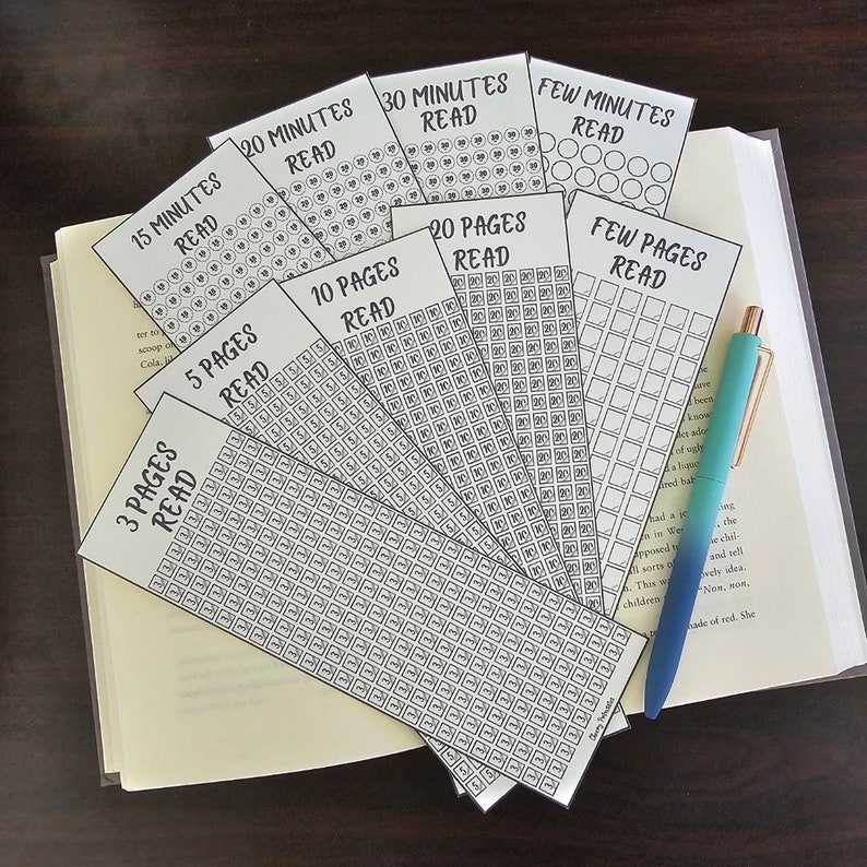 9 Printable Reading Tracker Bookmarks: Reading Habit Planner (PDF, Ink ...
