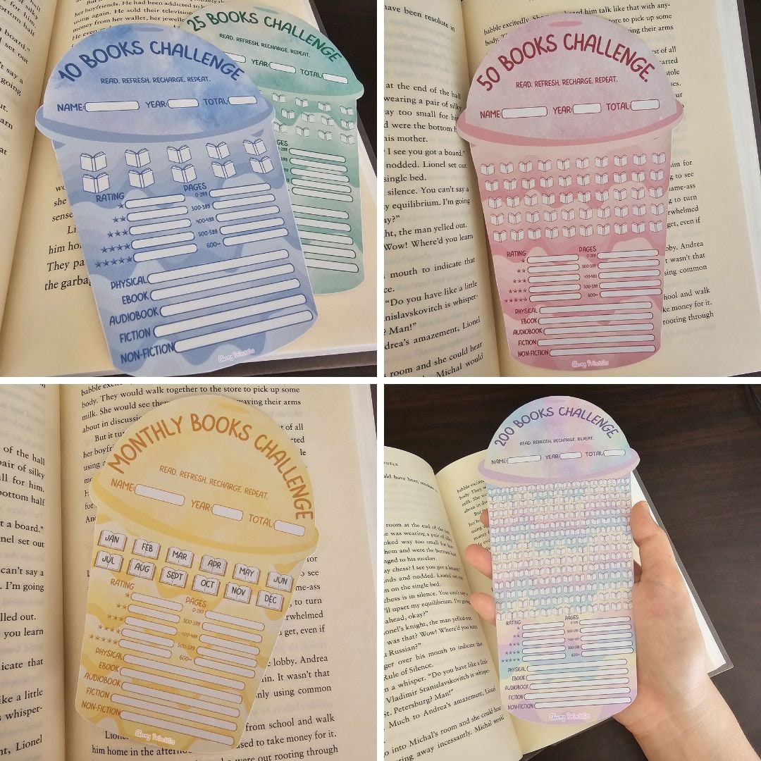6 Book Challenge Bookmark, Printable Reading Tracker, Monthly Reads ...
