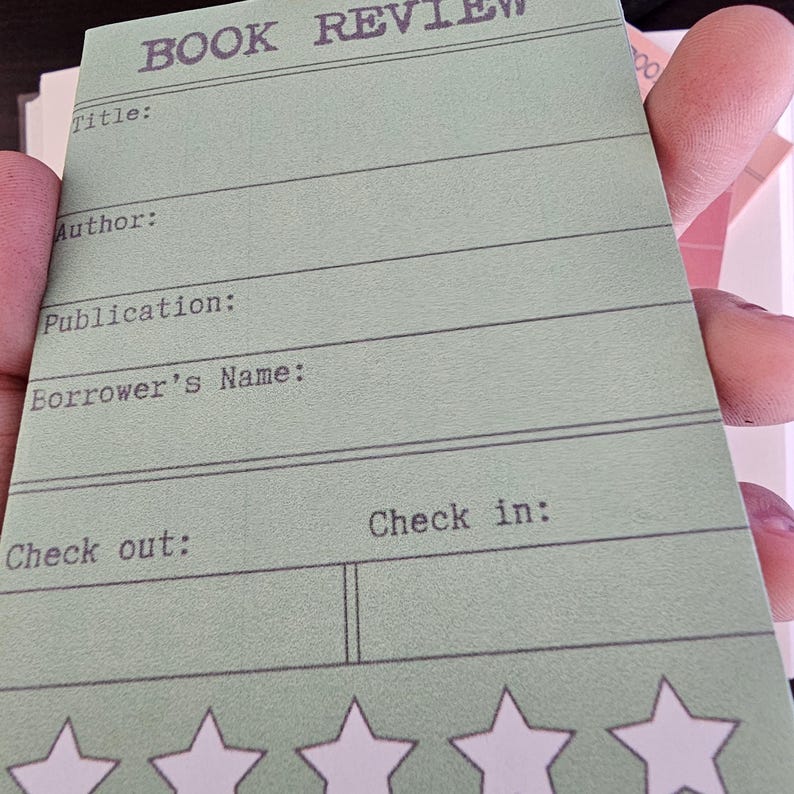 7 Mini Book Review: Printable Library Card Designs (printable) - Etsy