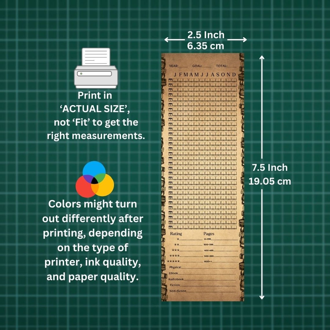 Book Tracker Printable Reading Tracker Bookmark Monthly and Yearly ...