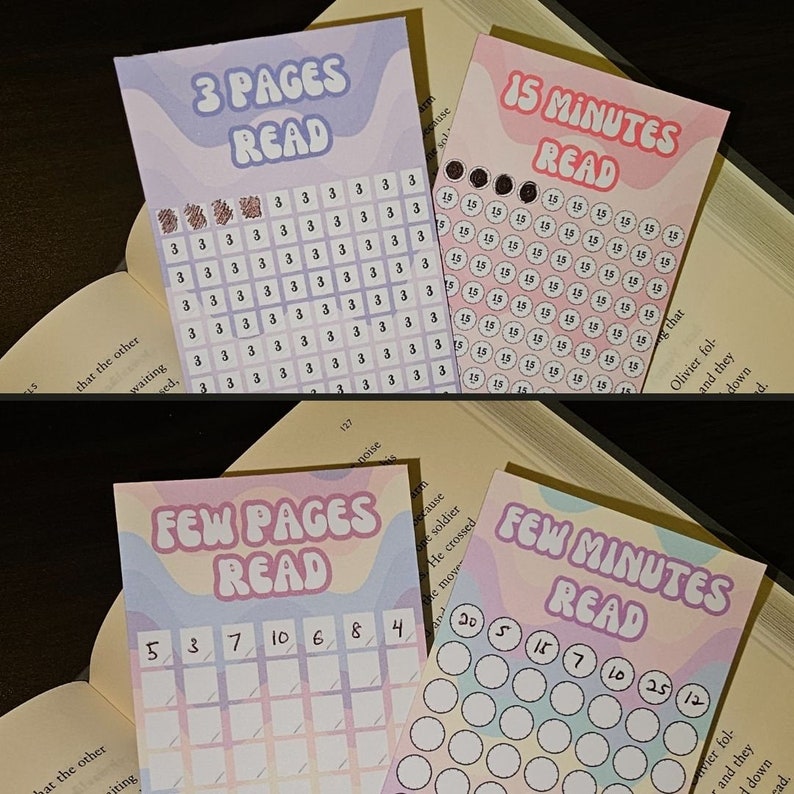 9 Reading Goal Tracker, Printable Pastel Reading Habit Bookmark, Book ...
