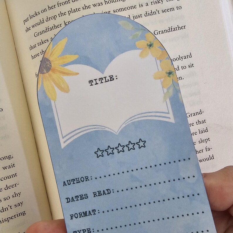 6 Book Review Bookmarks: Printable Floral Reading Log, Note-taking ...