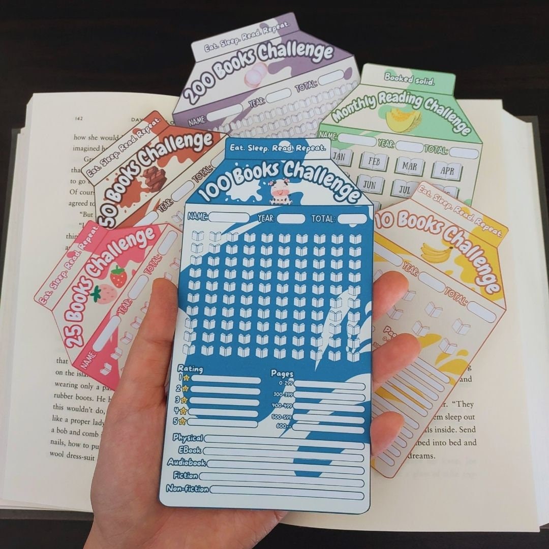 6 Book Challenge Printable Bookmarks, Monthly Reads Reading Challenge ...