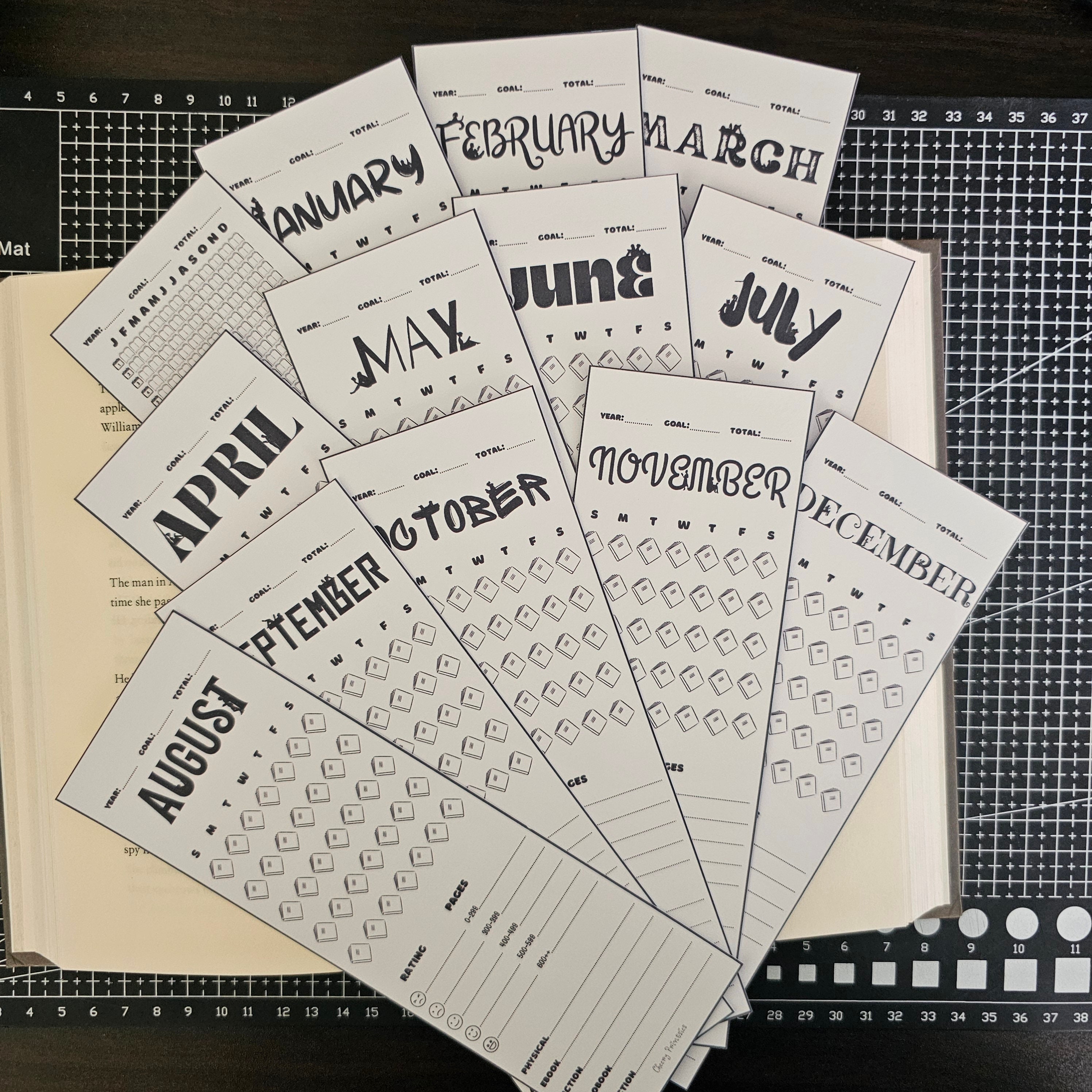 13 Printable Book Tracker Bookmark: Monthly Reading Goal (PDF, Ink ...