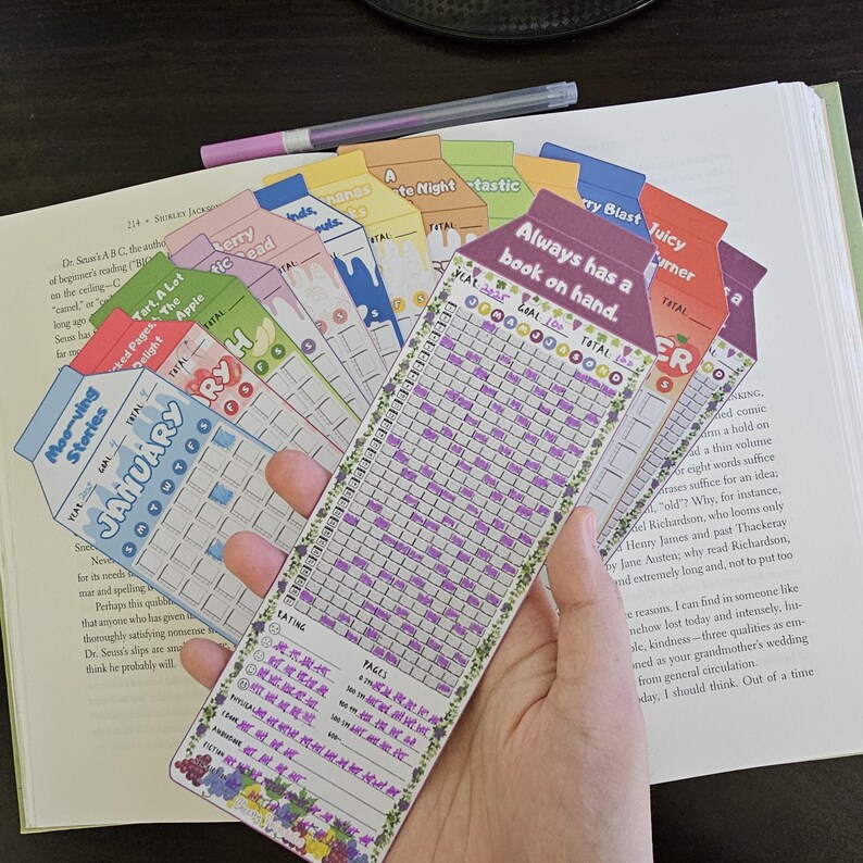 Milk Carton Bookmarks: 13 Reading Tracker, Monthly Book Log (digital ...